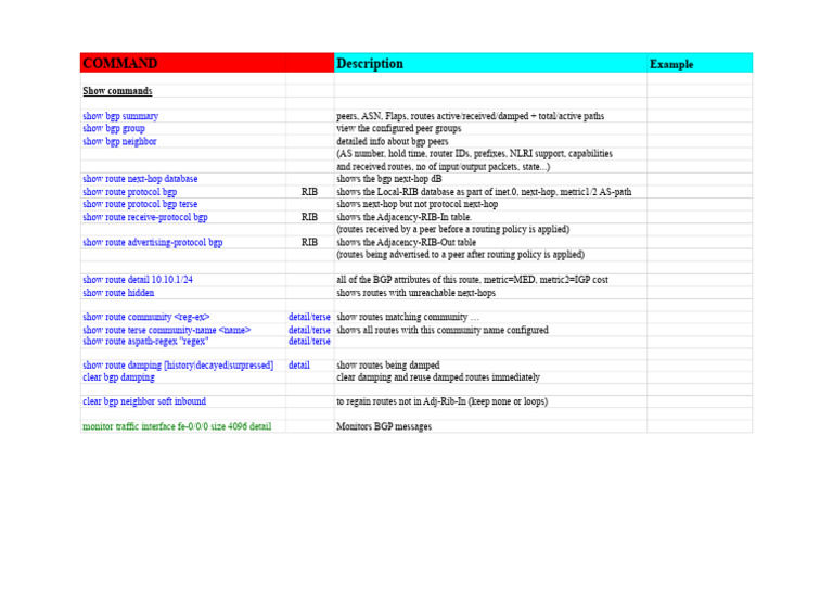Juniper Commands V2 Bgp Pdf Data Transmission Computing
