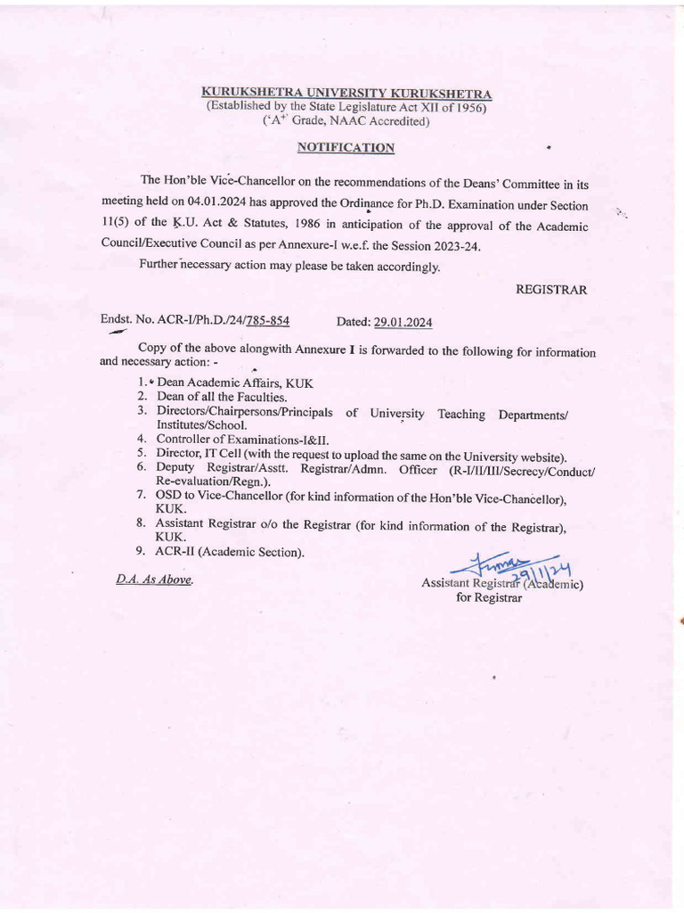 Ph.D. Notification Ordinance | PDF | Doctor Of Philosophy | Thesis