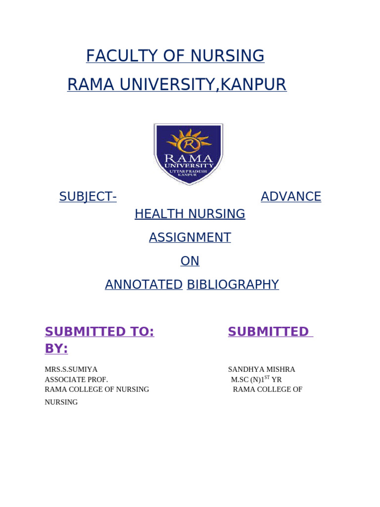 Annotated Bibliography Assignment | PDF | Nursing | Health Care