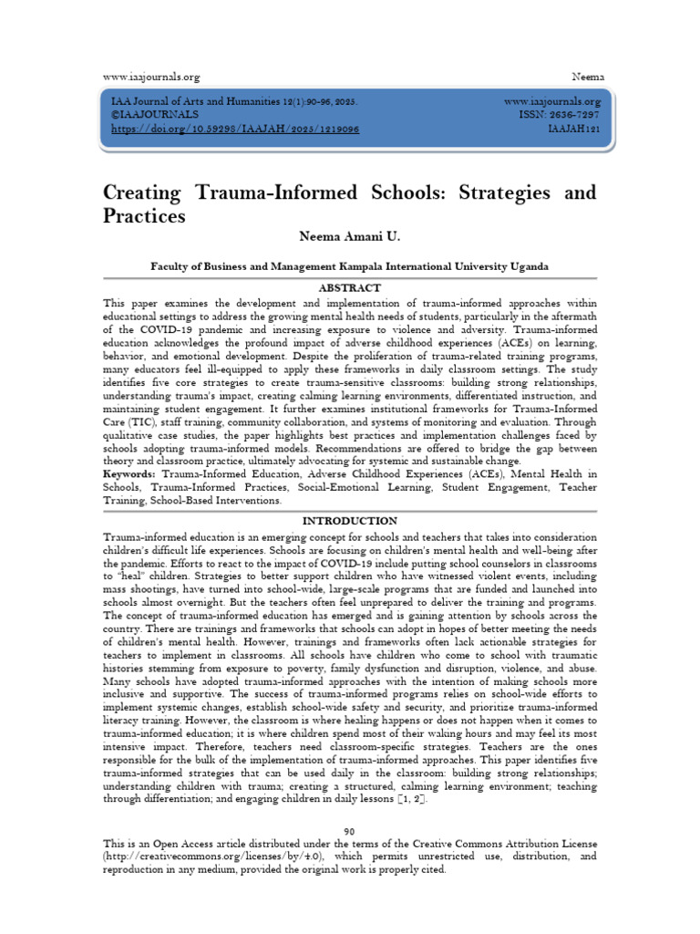 Creating Trauma-Informed Schools: Strategies and Practices (WWW - Kiu ...