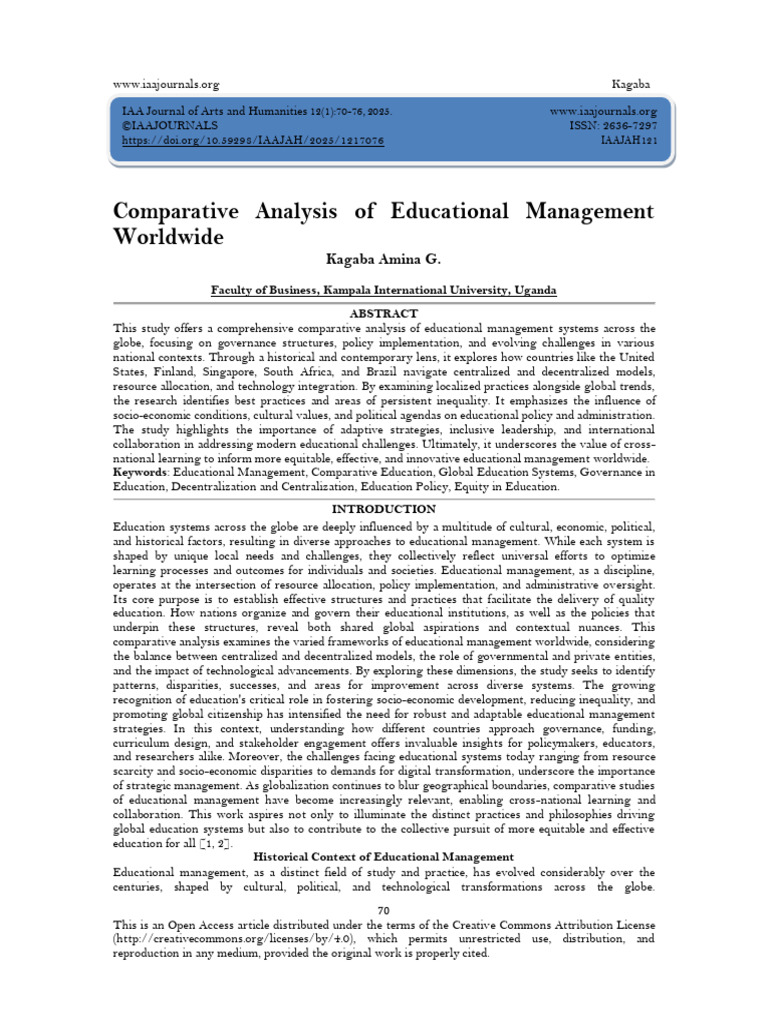 Comparative Analysis of Educational Management Worldwide | PDF ...