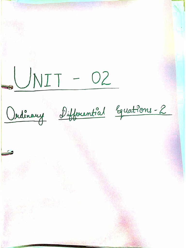 Unit 2 BT 202 (Ordinary Differential Equations 2) | PDF