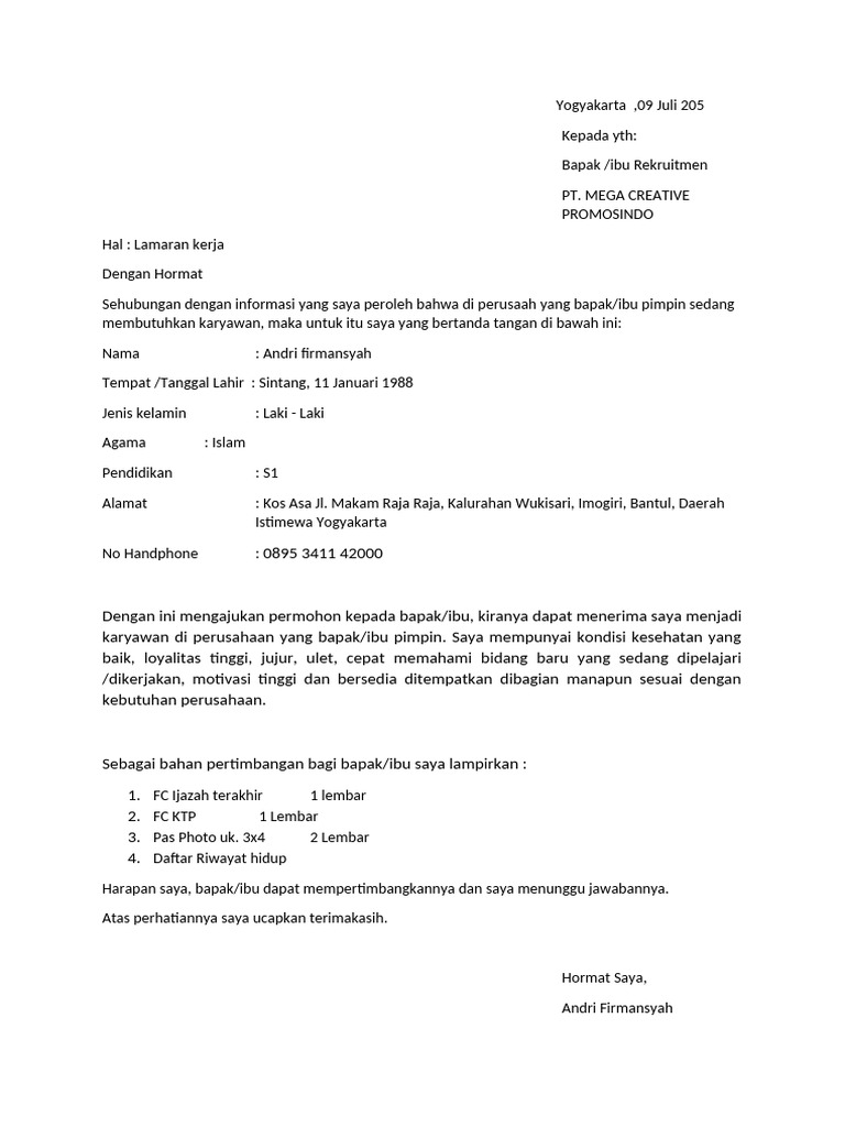 Lamaran Kerja DSS | PDF