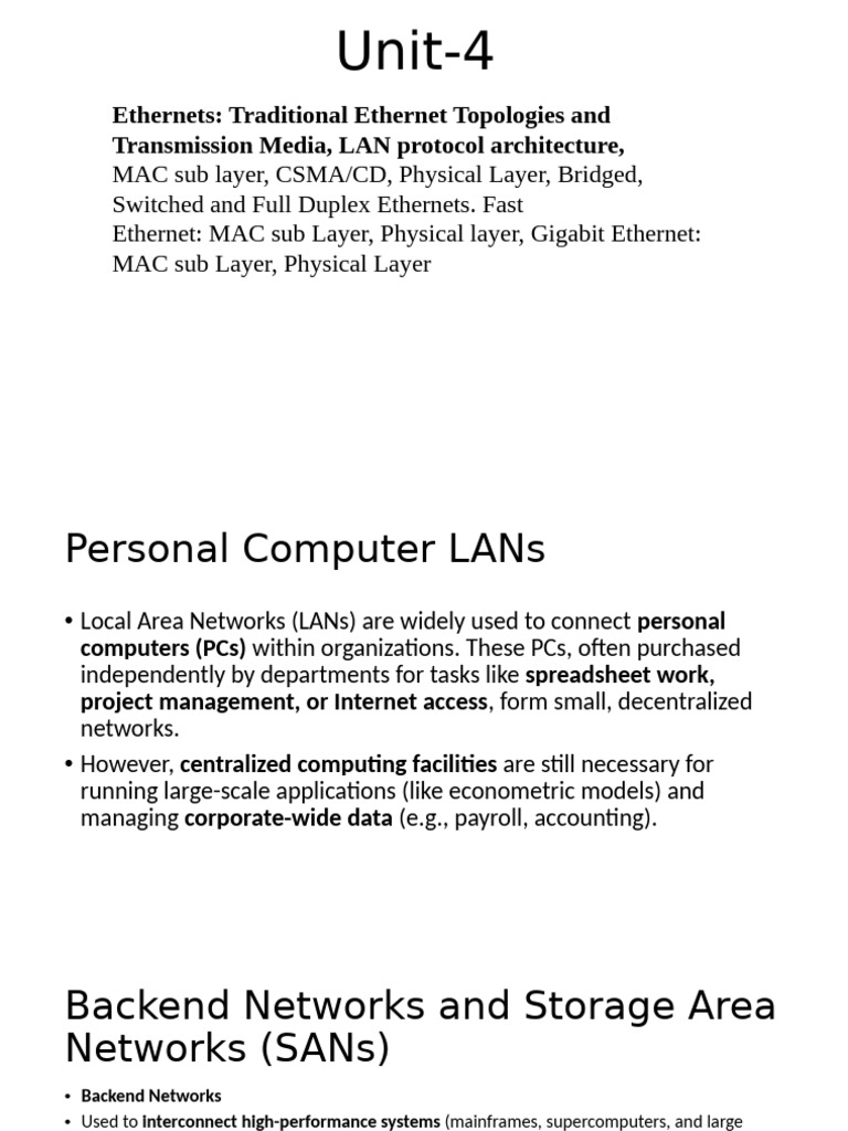 UNIT4-etherets, Fast Etherets & Gigaets Ethernets | PDF | Computer Network | Ethernet