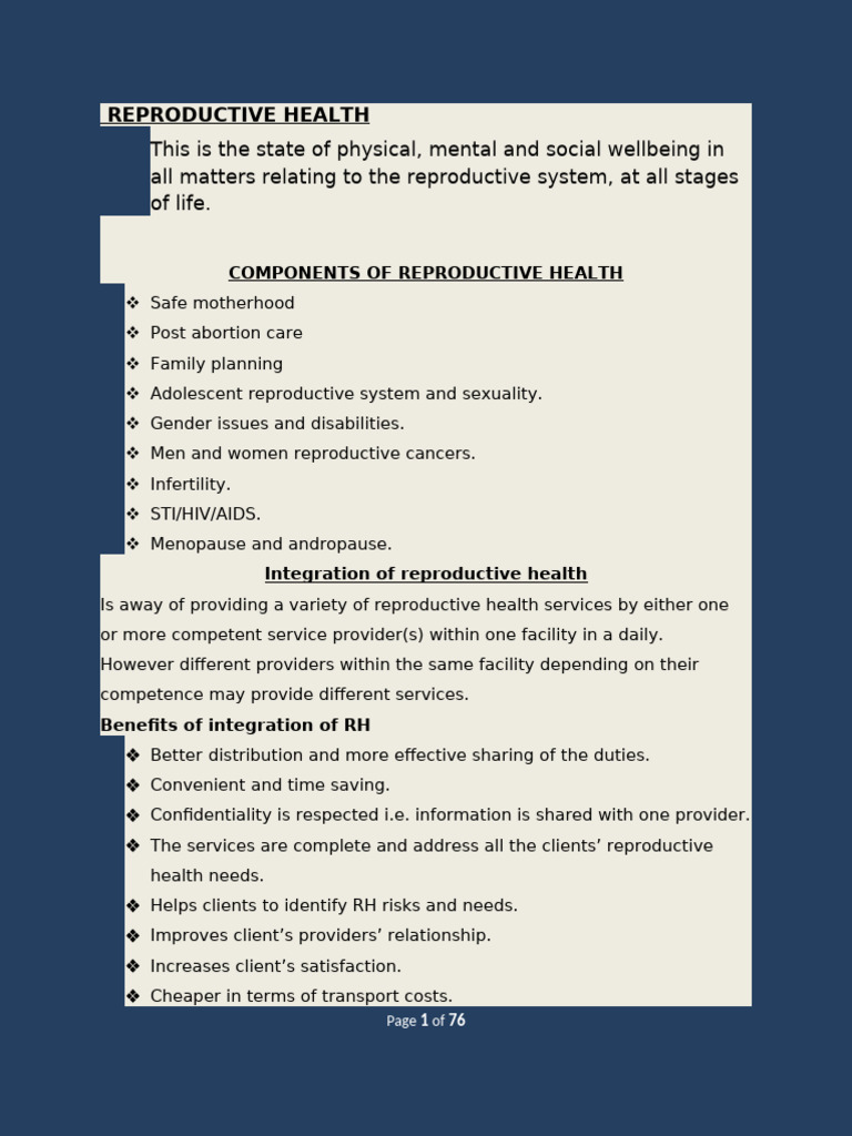 Reproductive Health | PDF | Childbirth | Pregnancy