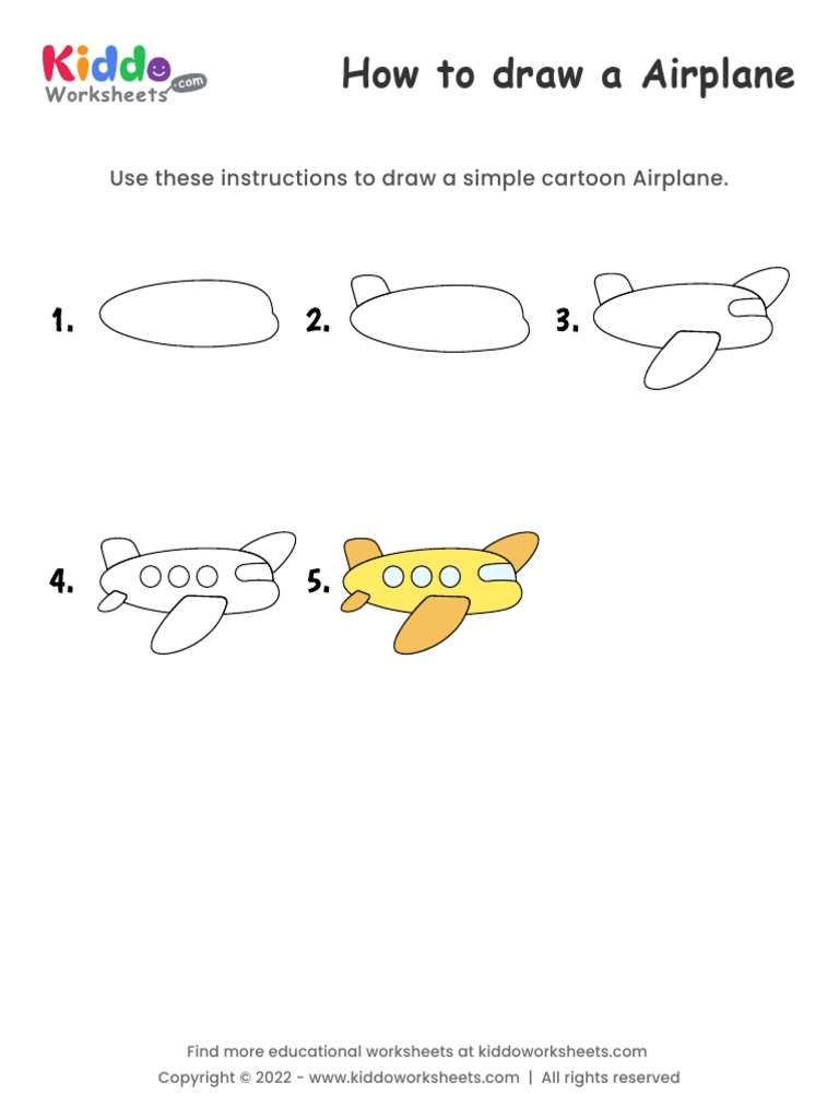 How To Draw Airplane Worksheet | PDF