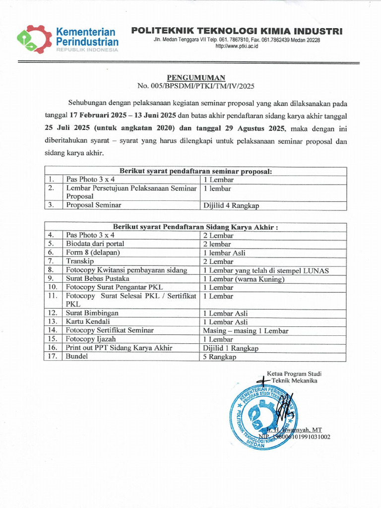 005 Pengumuman Syarat Semhas Dan Kompre | PDF