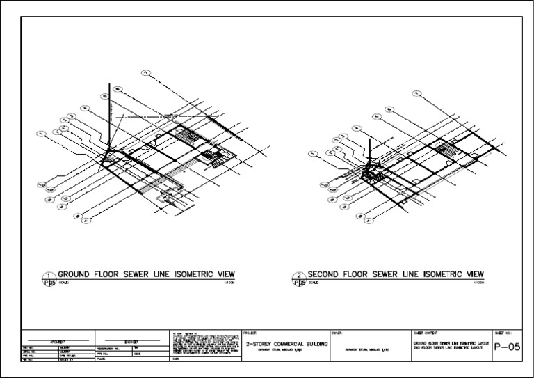 03 Plumbing Plan _ Sewer Line Isometric Layout | PDF