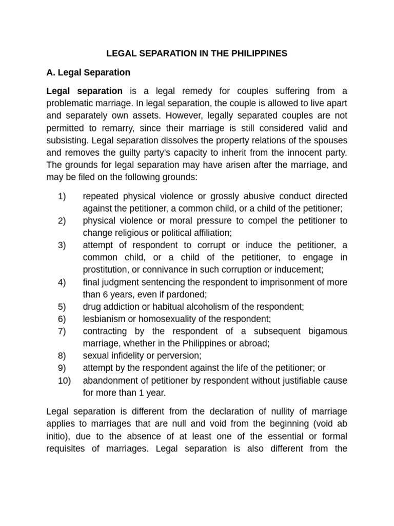 Legal Separation Process in the Philippines | PDF | Marriage | Annulment