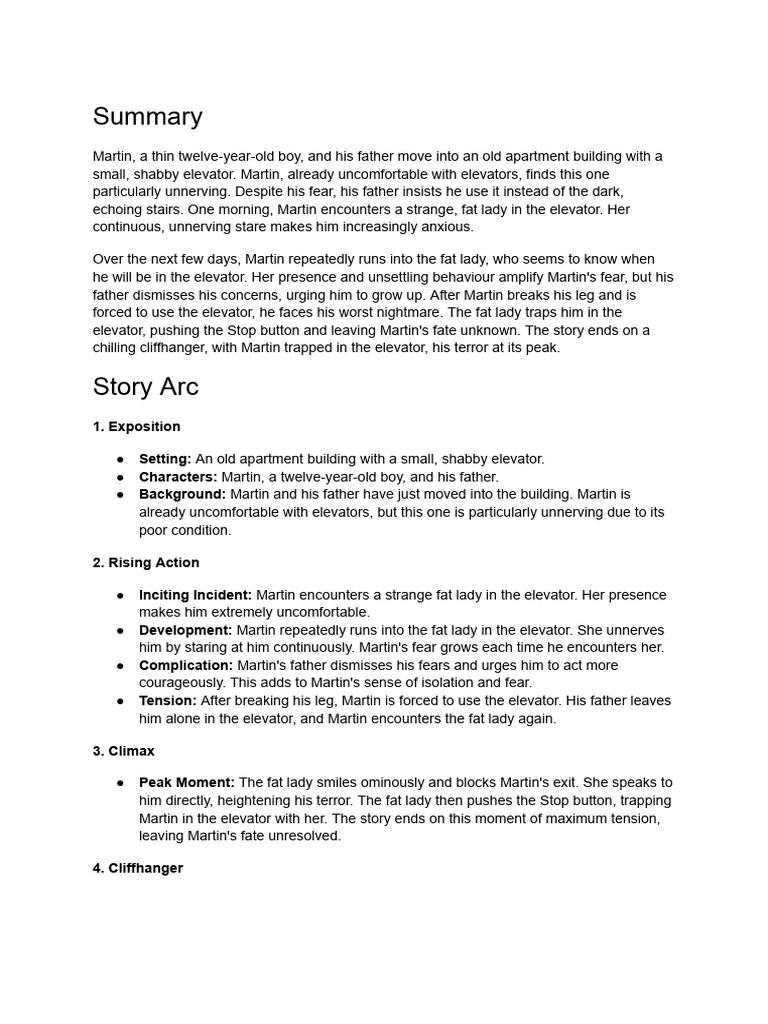 Notes - The Elevator by William Sleator | PDF | Emotions | Mental Health