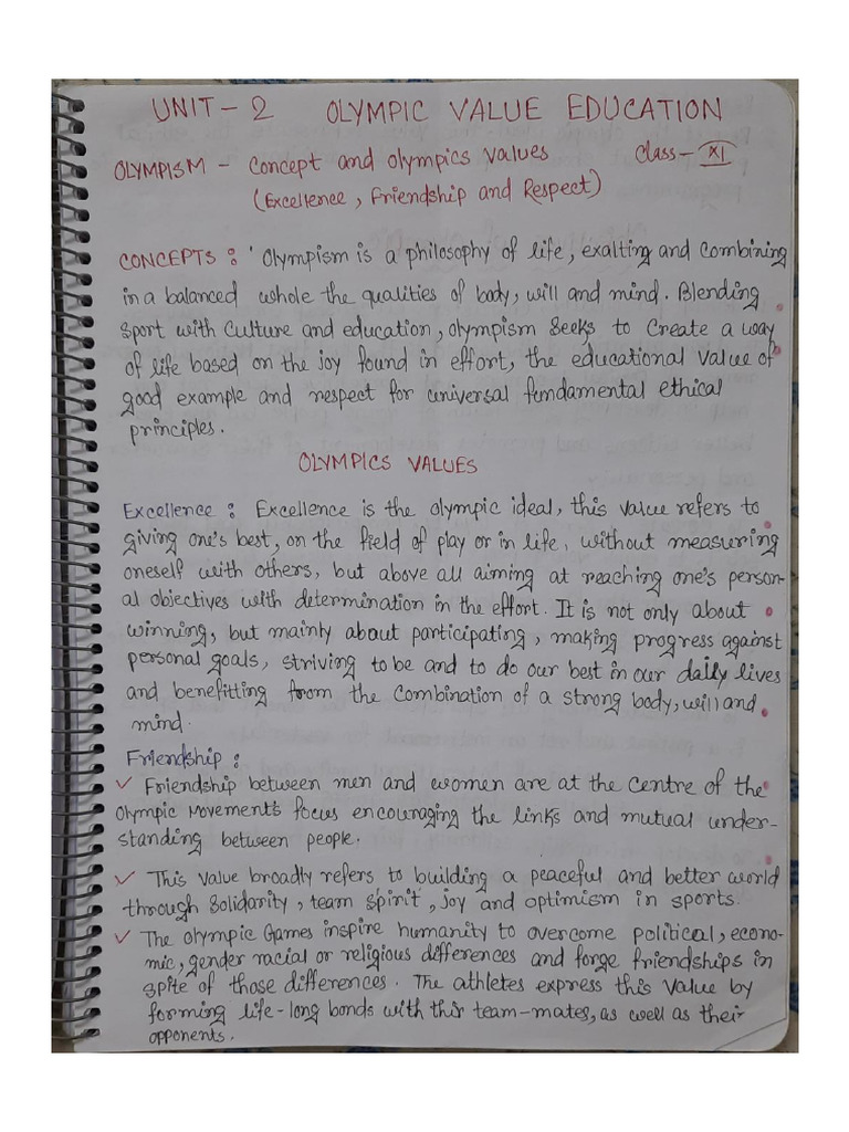 Class- 11Unit- 2( Olympic Value Education) | PDF