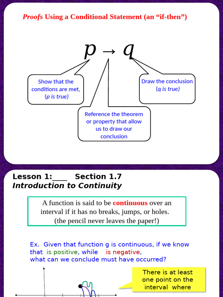 Calc 1.7 Continuity The Intermediate Value Theorem | PDF | Continuous Function | Function ...