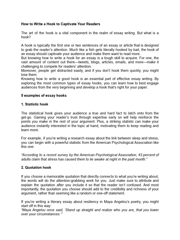 4 Hook To Captivate Your Readers | PDF | Essays | Psychology