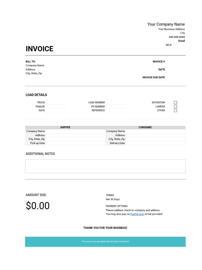 Trucking Invoice Template Sample | PDF
