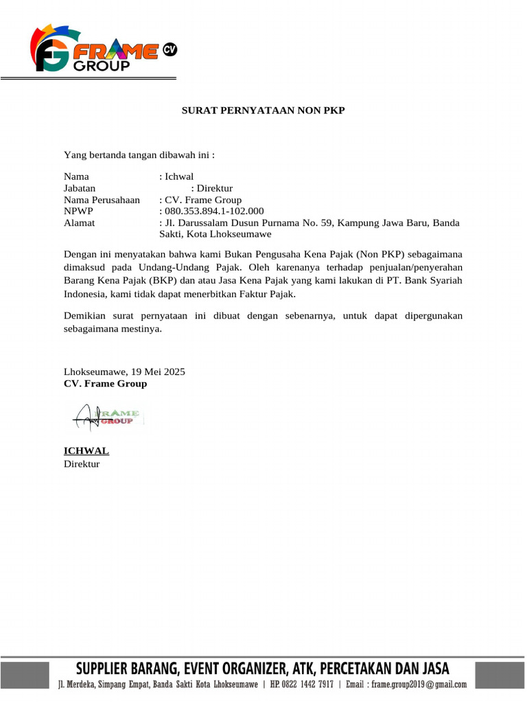 Surat Pernyataan NON PKP | PDF