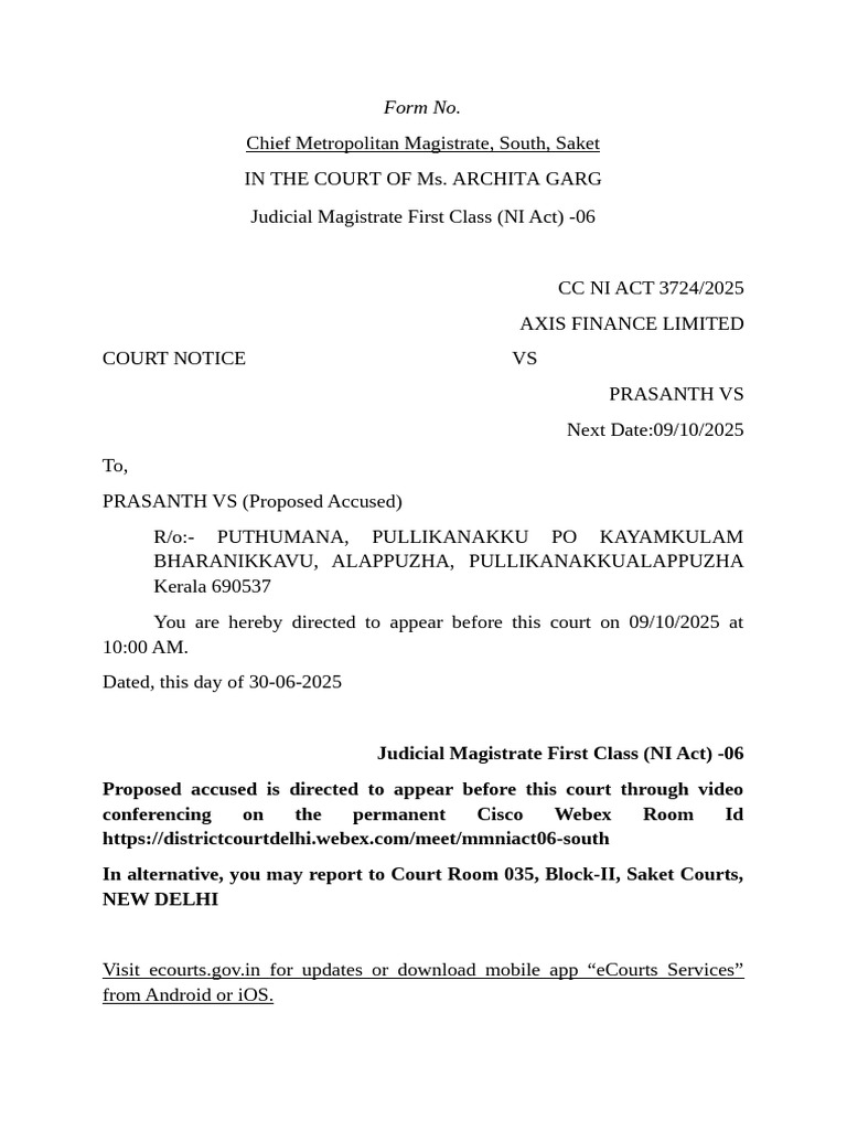 Court Notice Archita Garg | PDF