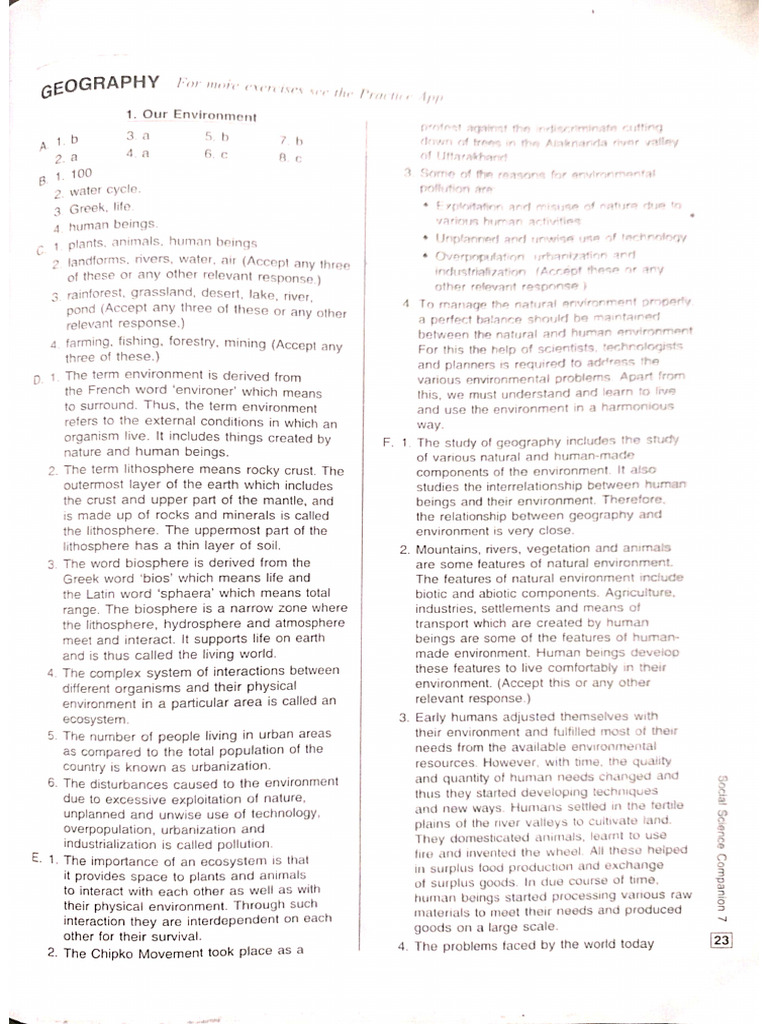 7th Geography Answer Key | PDF