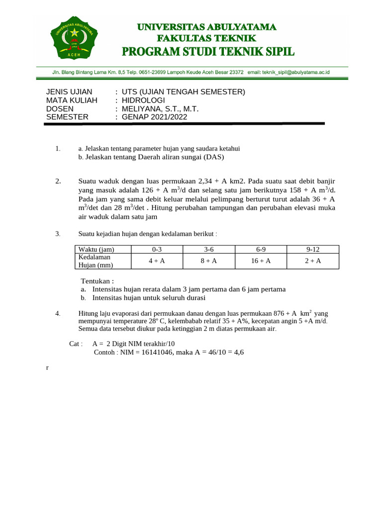 UTS Hidrologi Ok | PDF