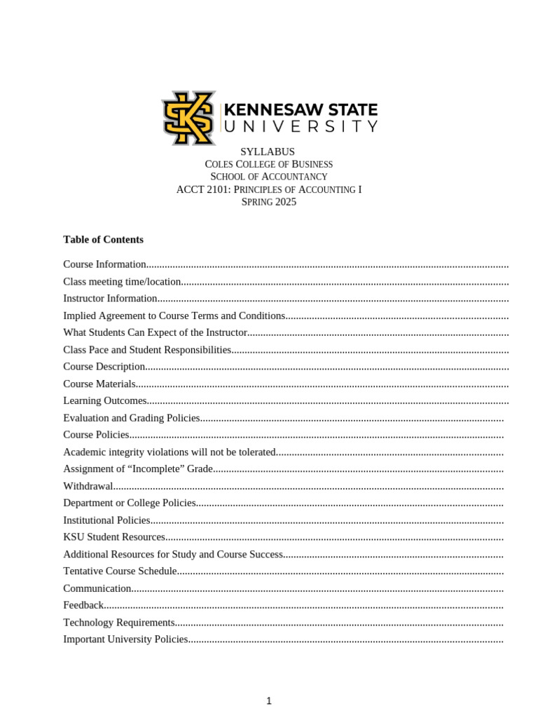 SP2025 ACCT2101 Syllabus Dong | PDF | Accounting | Microsoft Excel