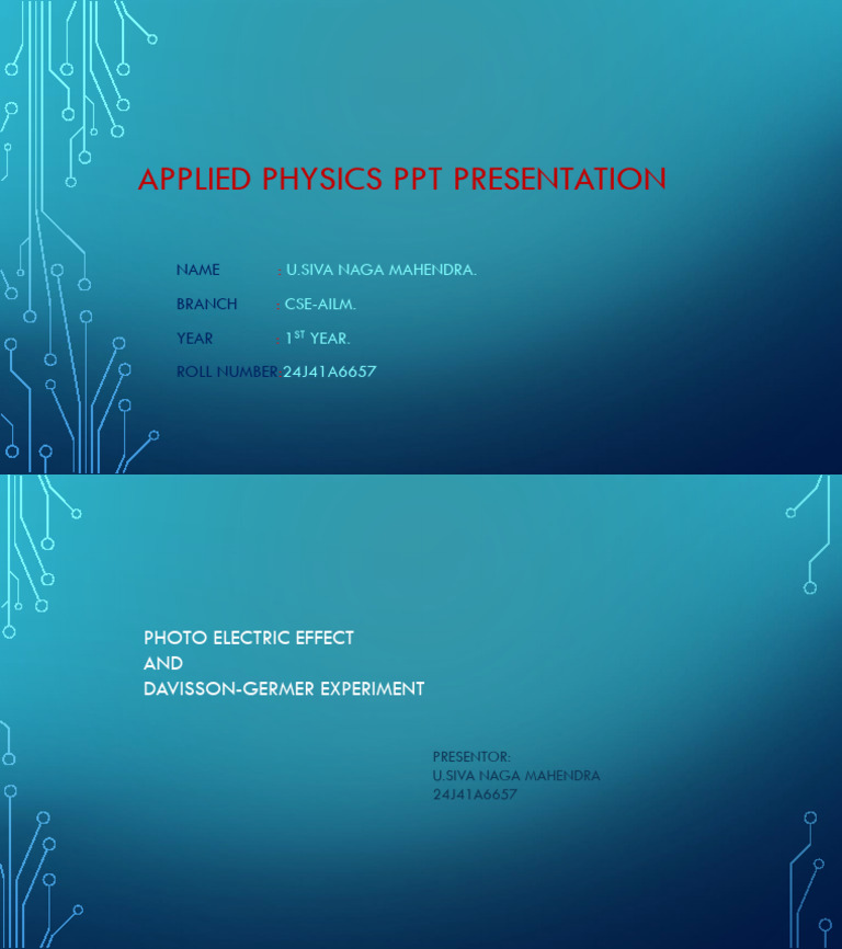 Applied Physics PPT Presentation: Name Branch Year Roll Number | PDF