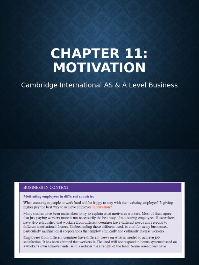 Chapter 11 Motivation Simple | PDF | Motivational | Motivation