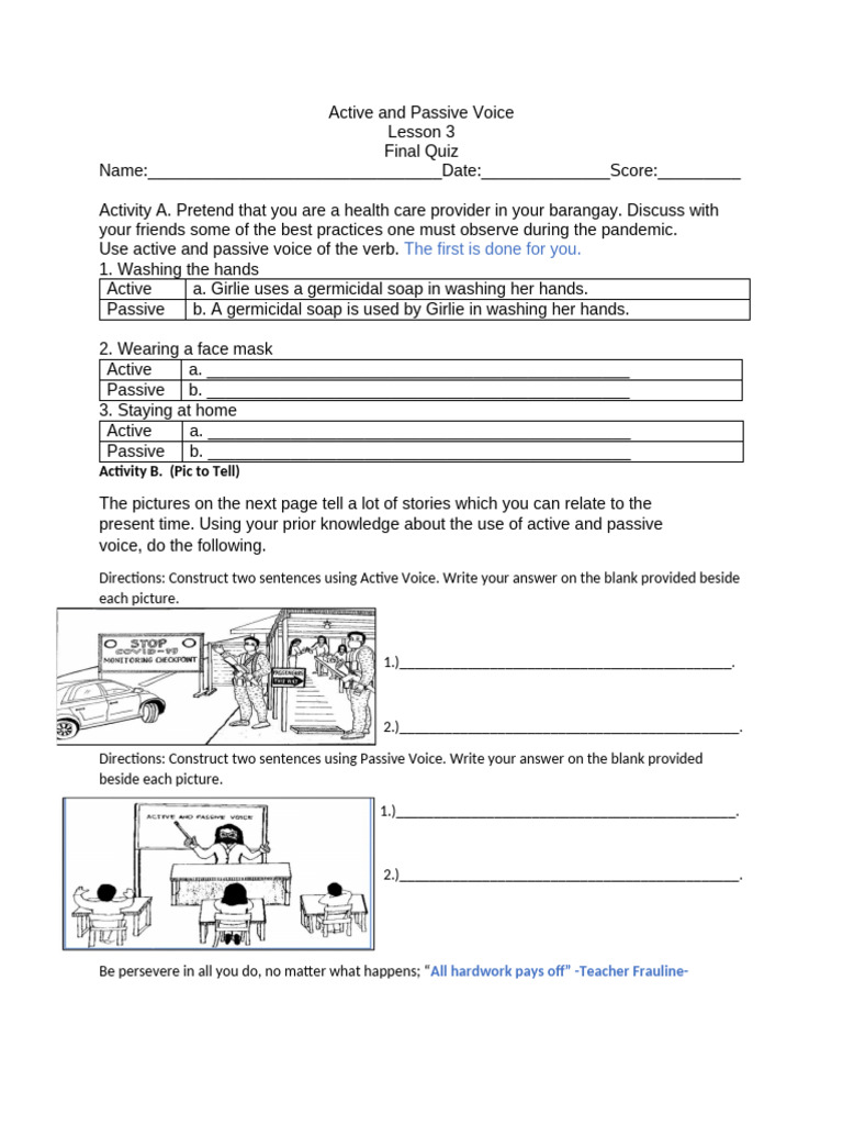 Active vs Passive Voice Quiz | PDF