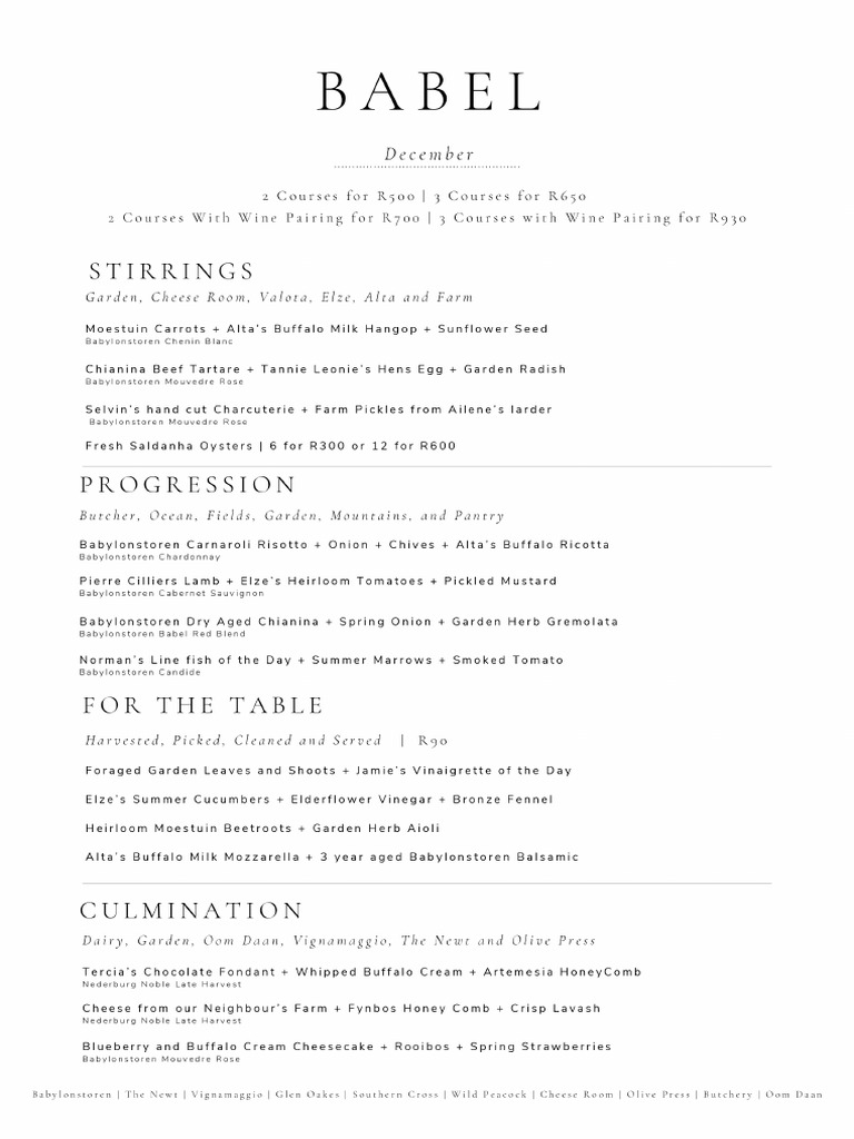 Dec 2024 Babel Menu | PDF