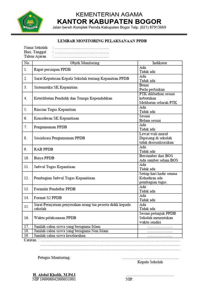 Lembar Monitoring | PDF