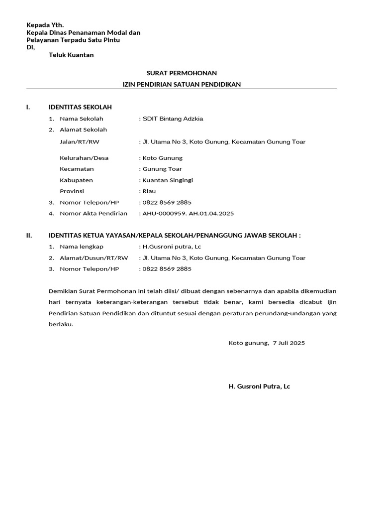 Surat Permohonan Sio | PDF