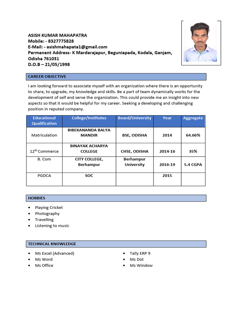 Asish K Mahapatra Resume PDF | PDF