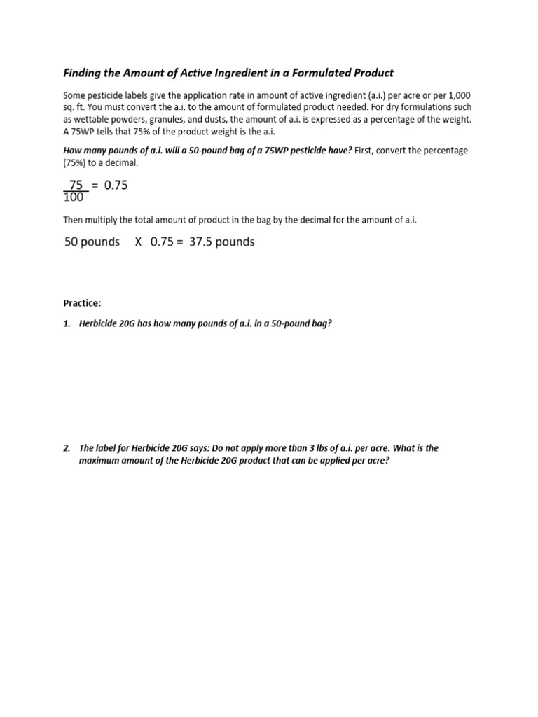 Active Ingredient Calculation in Pesticides | PDF