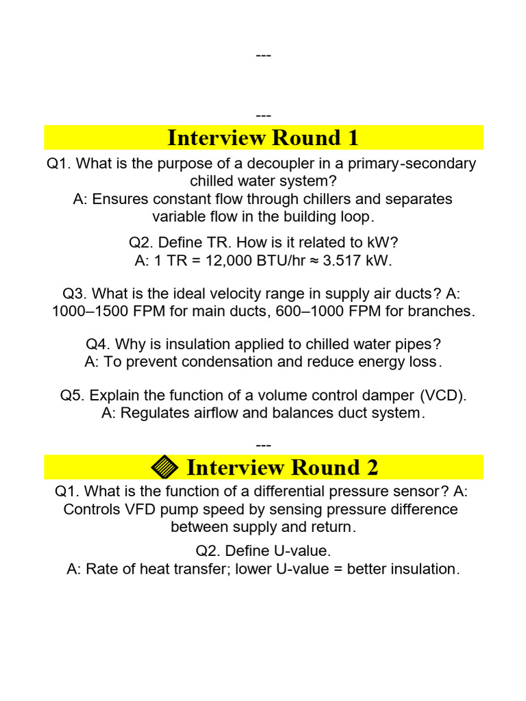 Hvac Interview | PDF | Duct (Flow) | Building Automation