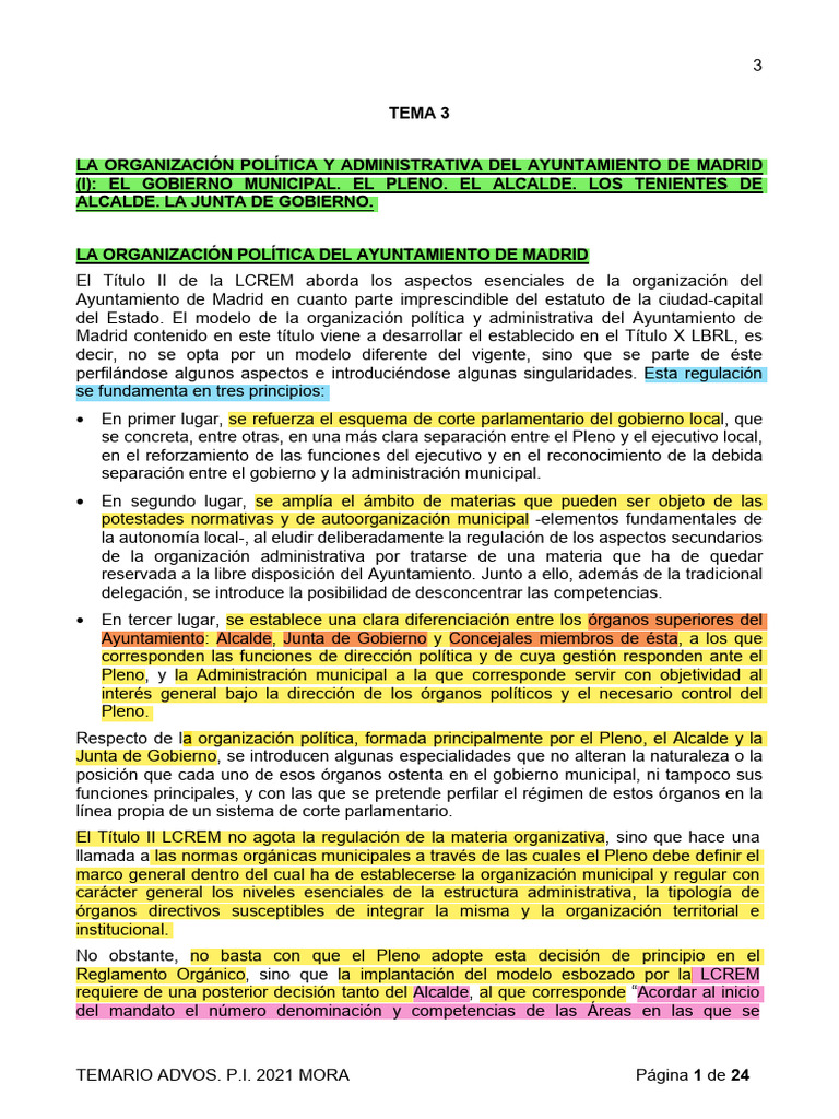 Tema 3 Subrayado | PDF | Gobierno local | Alcalde