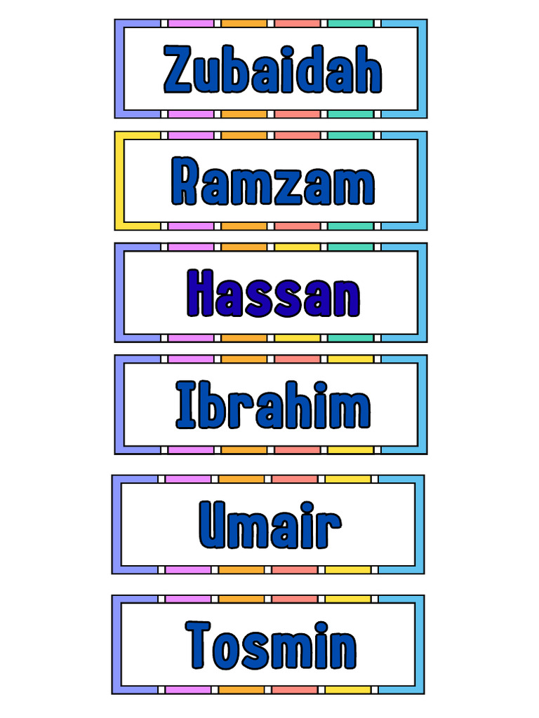 Student Name Labels Colorful Lined Style | PDF