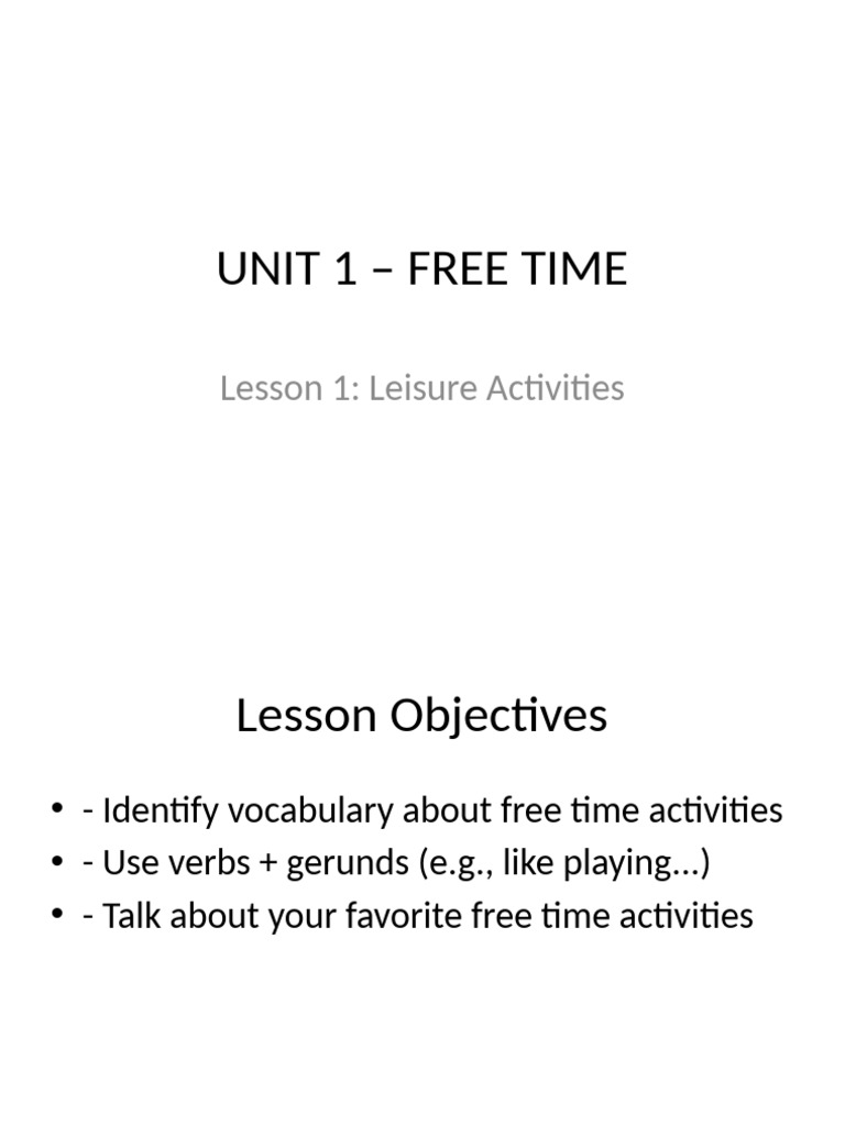 Free Time Activities Lesson Plan | PDF