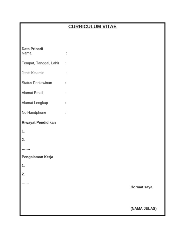 Contoh Curriculum Vitae | PDF