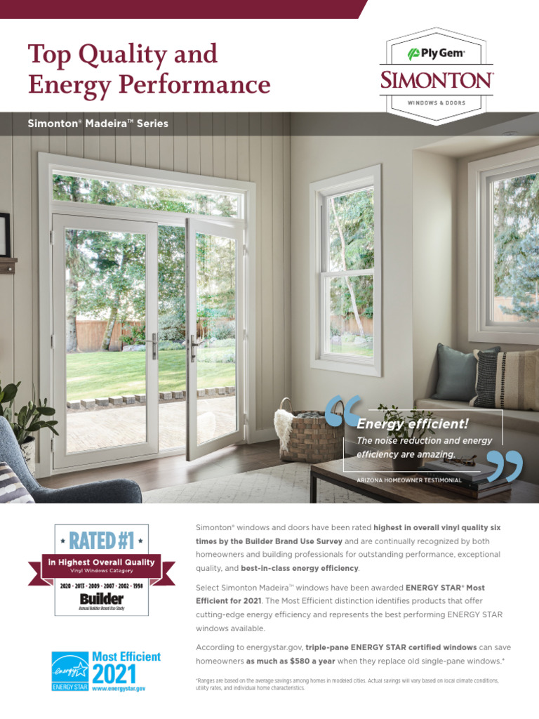 SIM21 Simonton Madeira Most Efficient Energy Star Sell Sheet ...