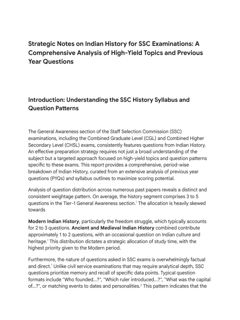 SSC History Study Guide: Key Topics | PDF | Indian Rebellion Of 1857 ...