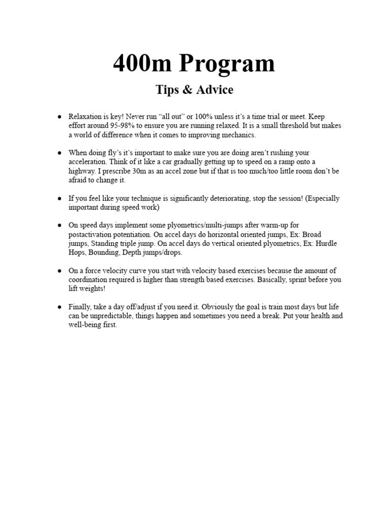 400m Program | PDF