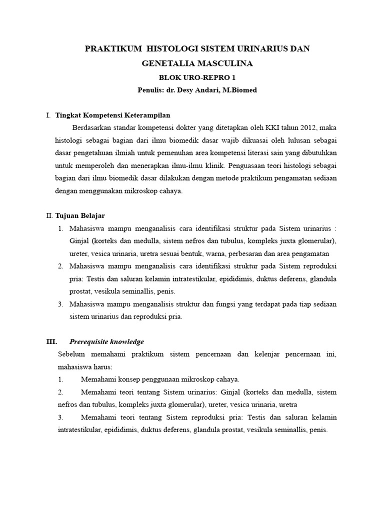Modul Praktikum Histo 1 Uro-Repro (Daring) .Doc-Compressed | PDF