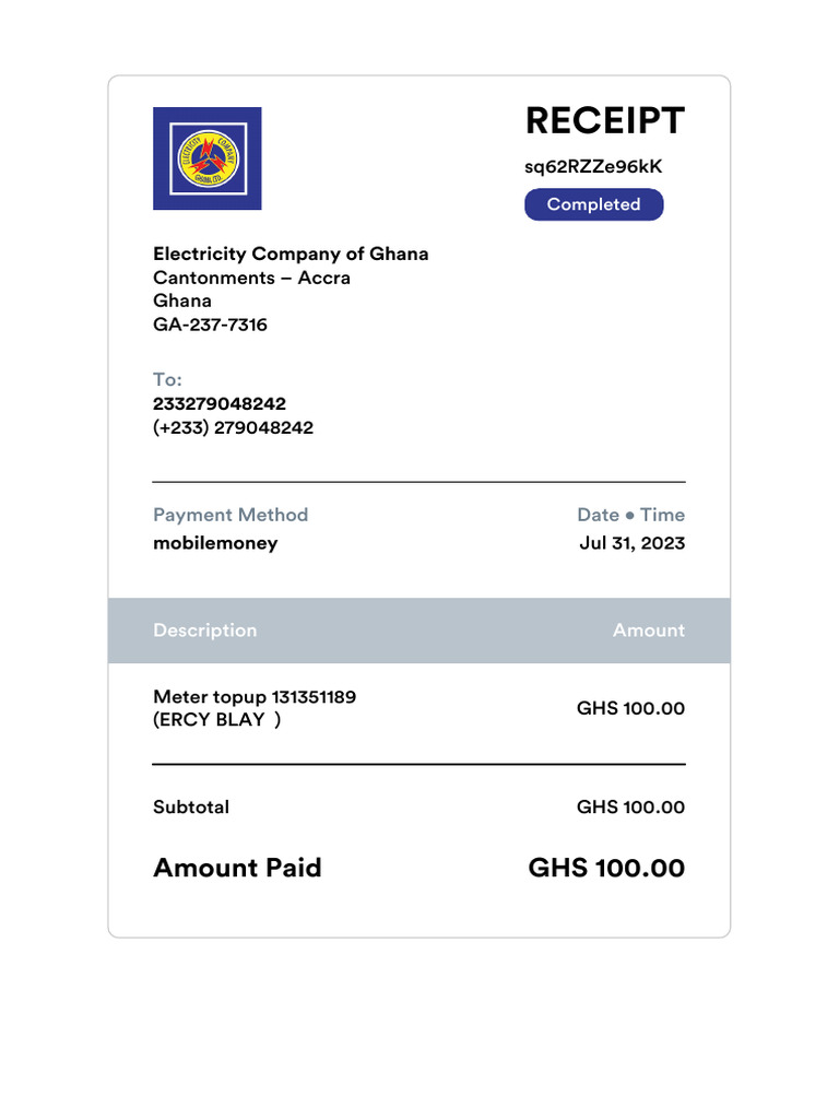 ECG PowerApp Receipt Sq62RZZe96kK | PDF