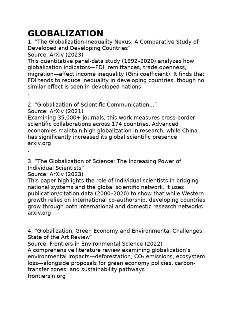 Globalization's Impact on Inequality and Science | PDF