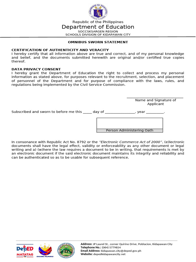 Omnibus Sworn Statement | PDF