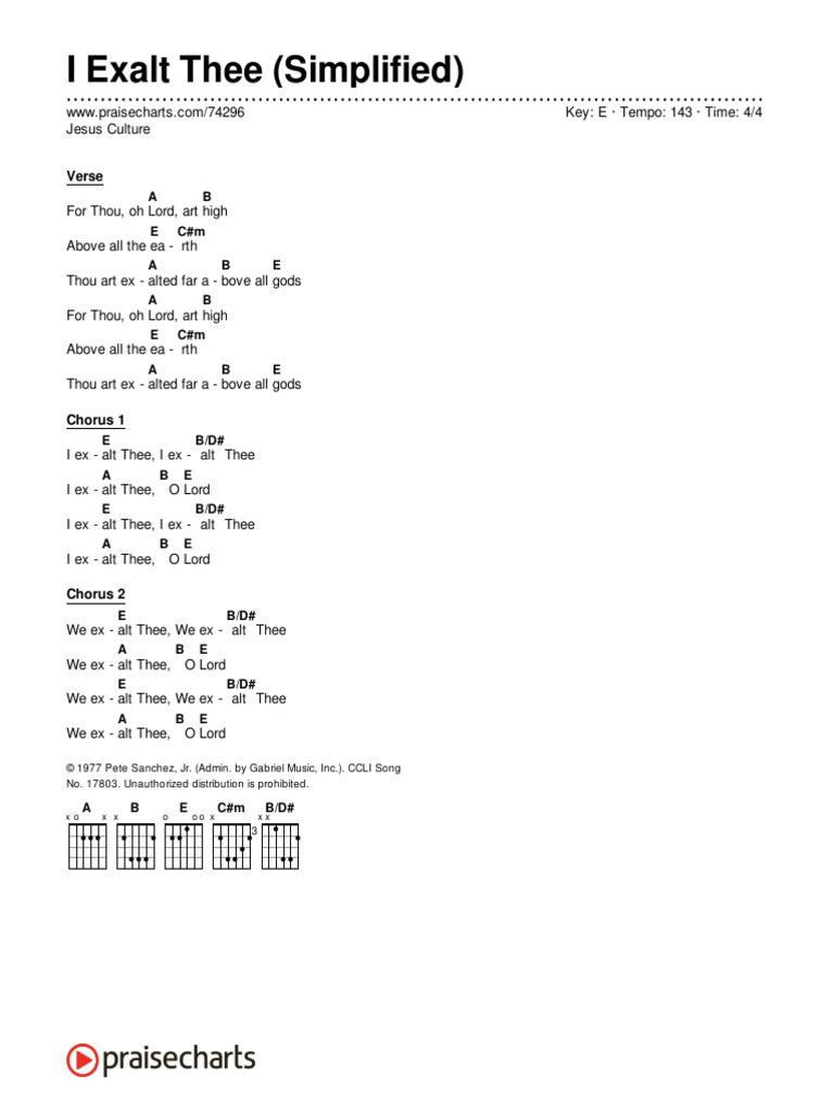 I Exalt Thee Chords and Lyrics | PDF