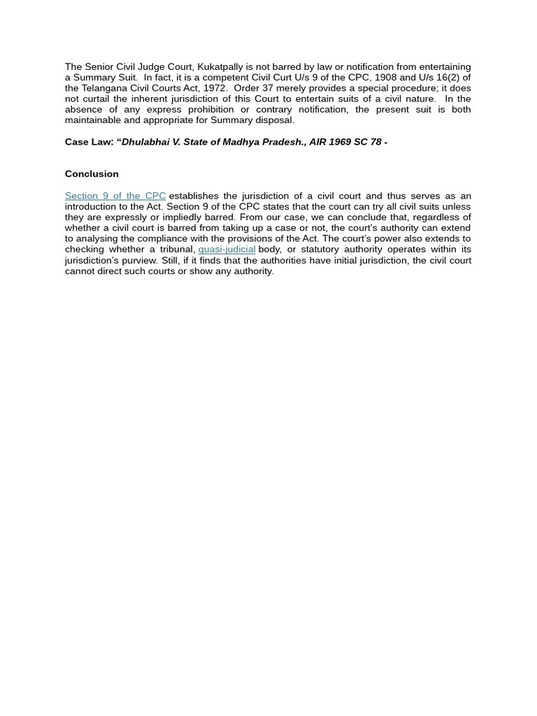 The Senior Civil Judge Court | PDF