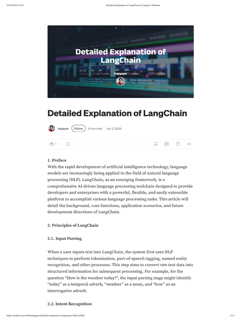 Detailed Explanation of LangChain - by Happyer - Medium | PDF | Artificial Intelligence ...