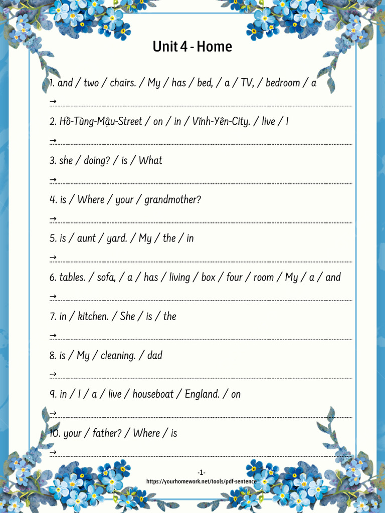 Unit 4 (Reorder The Words) | PDF