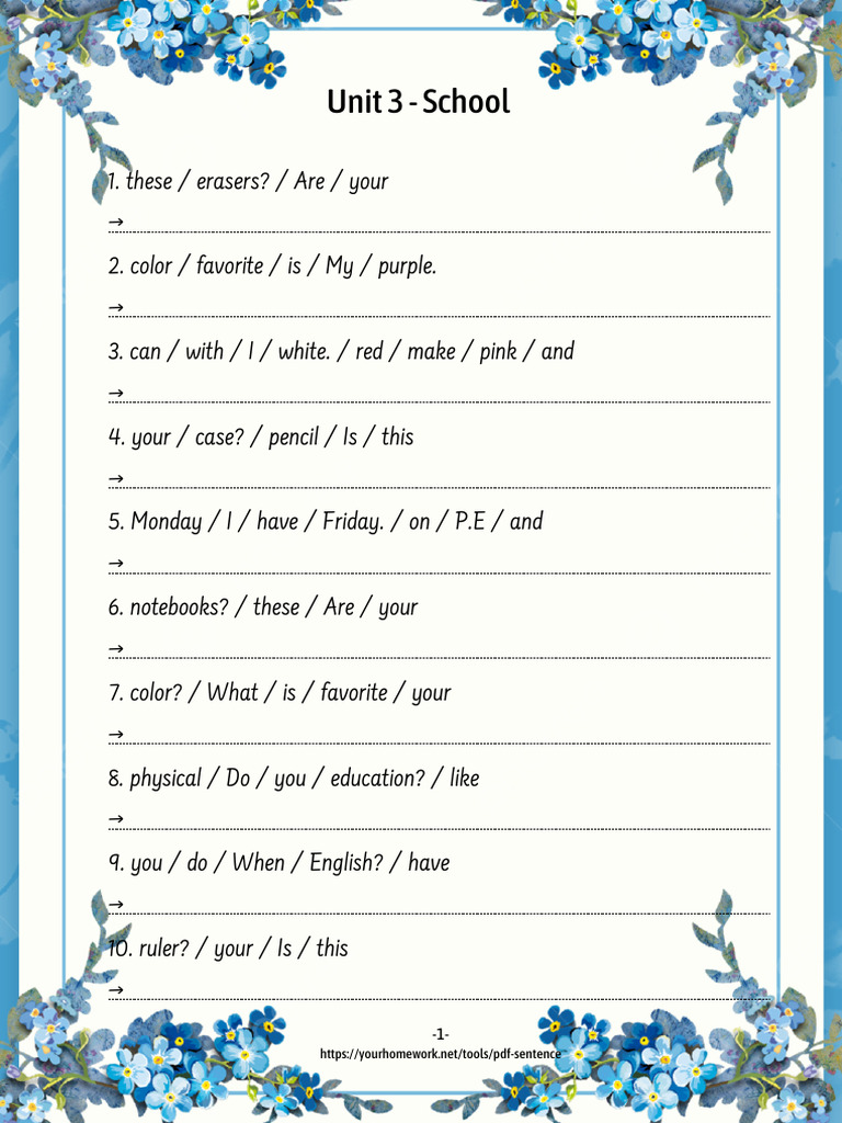 Unit 3 (Reorder The Words) | PDF