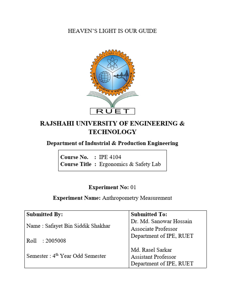 Ergonomic Lab Ex1 (1) .Docx | PDF | Chair | Anthropometry