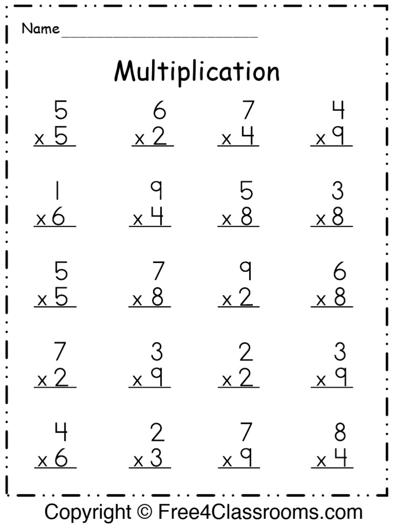 F4C Multiplication 1 Digit Vertical C | PDF